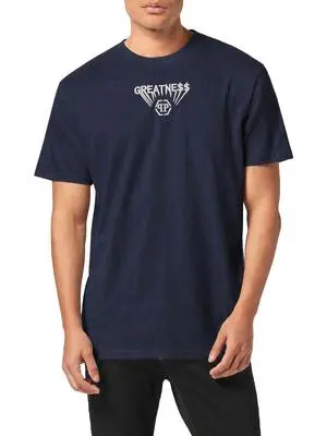 Philipp Plein Cotton Jersey T-shirt With Contrasting Embroidered Front Logo - Blue