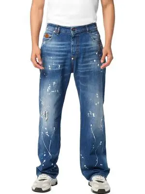 Philipp Plein Distressed Paint Splatter Jeans - Denim