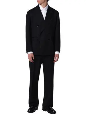 Tagliatore Double-breasted Ceremony Suit In Stretch Virgin Wool - Black
