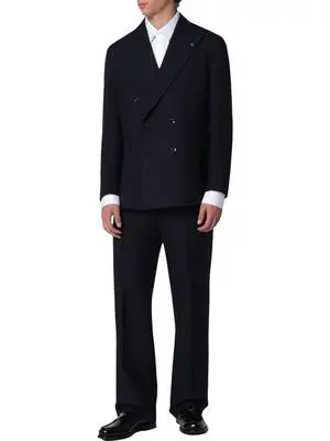 Tagliatore Formal Double-breasted Suit In Pure Virgin Wool - Blue