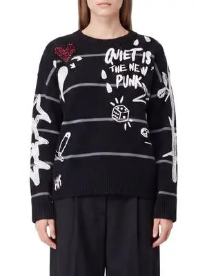 PINKO Pinko Striped Graphic Pullover