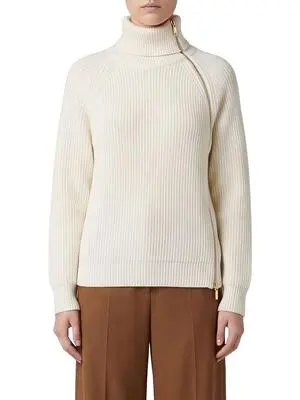 Liu Jo Liu Jo Zip Up Turtleneck Sweater White