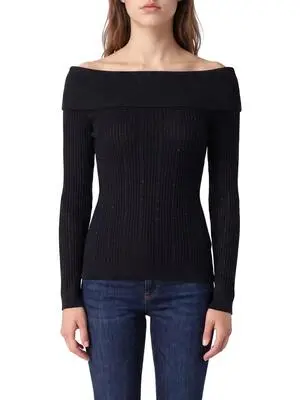 Liu Jo Off-the-shoulder Ribbed Knit Sweater - Black