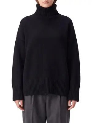 Pinko High Neck Ribbed Knit Pullover - Black