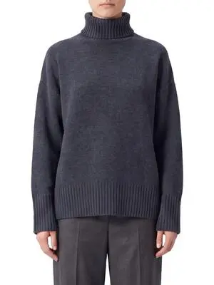 Pinko High Neck Ribbed Knit Pullover - Grey