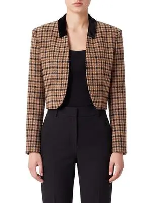 TWINSET Checked Cropped Jacket - Brown