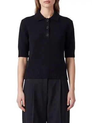 LISA YANG Knitted Polo Shirt - Black