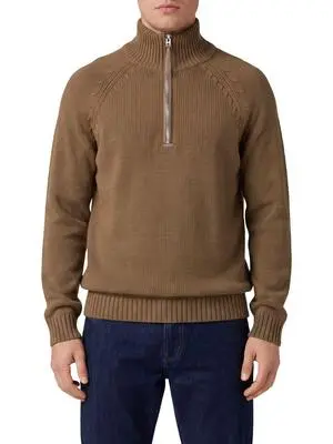 TOM FORD Quarter Zip Fine Knit Sweater - Brown