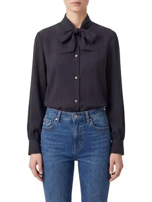 A.P.C. A.p.c. Striped Button-Up Shirt With Pussy Bow