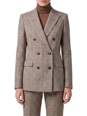Tagliatore Double Breasted Plaid Blazer - Brown