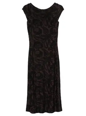 Etro Paisley Patterned Devoré Midi Dress - Black