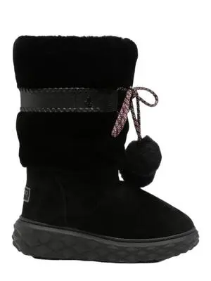 JIMMY CHOO Jimmy Choo Round Toe Ankle Boots With Pom-Pom Detail Black