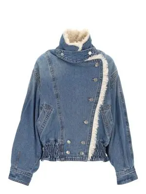 Isabel Marant Étoile Valineo Shearling Denim Jacket - Blue