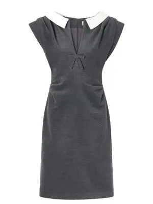 SHUSHU/TONG SHUSHU TONG V-Neck Wool-Blend Dress With White Collar