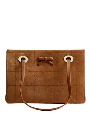 Dior Small Promenade Shopping Bag In Suede Calfskin - Brown