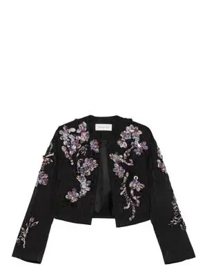 Dries Van Noten Embroidered Moiré Jacket - Black