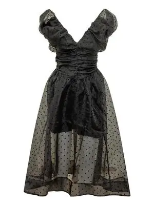 GANNI Polka Dot Sheer Maxi Dress - Black