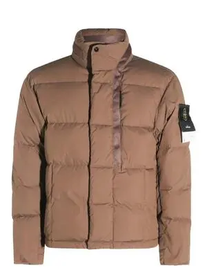 Stone Island STONE ISLAND Zip And Button Front Utility Jacket With Side And Internal Pockets Marrone