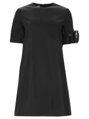 Prada Re-nylon Dress With Zip Detail - Black