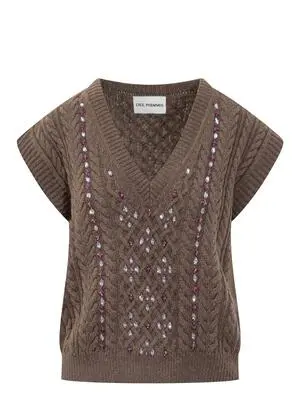 DES_PHEMMES DES_PHEMMES Des Phemme Embellished Vest Chocolate