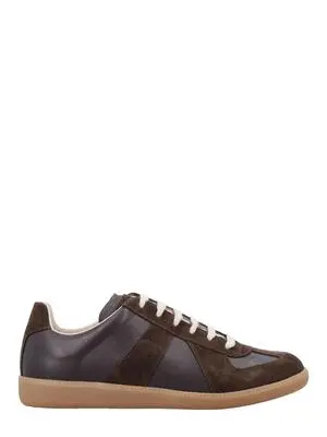 MAISON MARGIELA Maison Margiela Replica Low-Top Leather And Suede Trainers Marrone