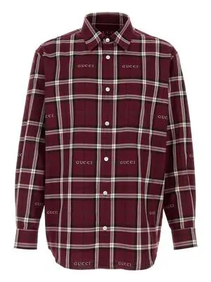 GUCCI Gucci Embroidered Checked Cotton Shirt