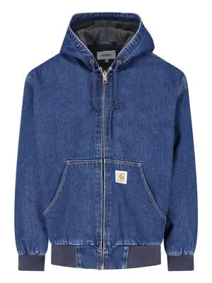 Carhartt Work In Progress Hooded Zip Denim Jacket - Blue