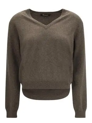 Loro Piana Cashmere V-neck Sweater - Brown