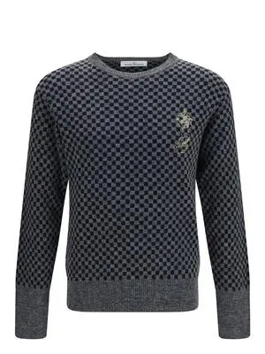 VIVIENNE WESTWOOD Vivienne Westwood Checkmate Jacquard Knit Sweater Gray