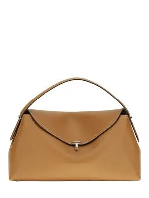 TOTEME T-lock Grained Leather Handbag - Cream