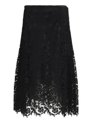 Fendi Flared Midi Skirt In Macramé Lace - Black