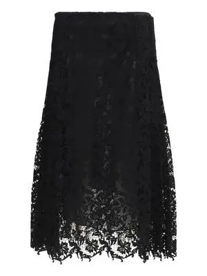Fendi Flared Midi Skirt In Macramé Lace - Black
