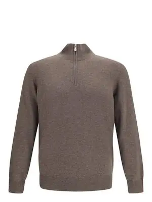 Brunello Cucinelli Cashmere Half-zip Sweater - Brown
