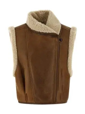 Isabel Marant Étoile Alime Shearling Leather Vest - Brown