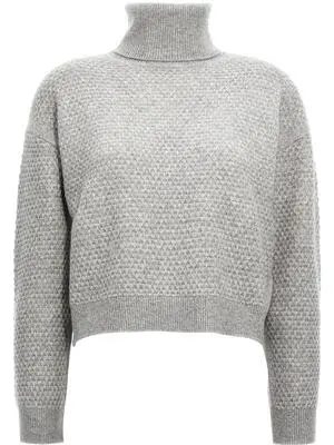 Max Mara Nero Cashmere High Neck Sweater - Gray