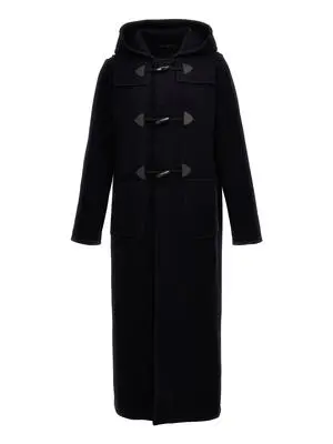 PRADA PRADA Long Wool Montgomery Coat With Hood And Toggle Closure