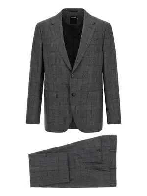 Zegna Zegna Men Square Flannel Dress Gray