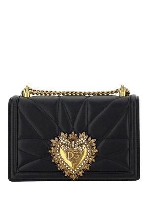 Dolce & Gabbana Medium Devotion Matelassé Nappa Shoulder Bag - Black