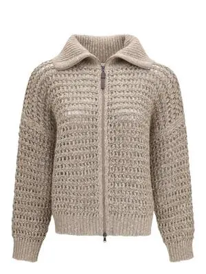 Brunello Cucinelli Ribbed Cashmere Cardigan - Gray