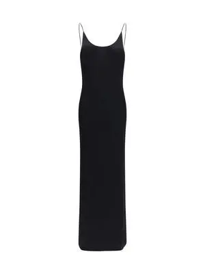 Saint Laurent Backless Knit Dress With Cassandre Chain - Black