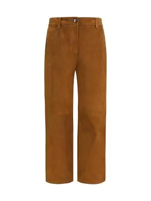 Magda Butrym Straight-leg Corduroy-effect Leather Pants - Brown