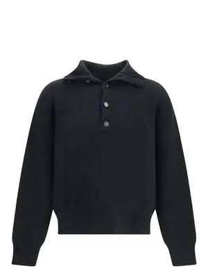 AMI Paris High-neck Buttoned Sweater - Black