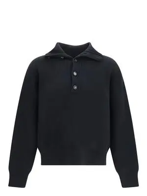 AMI Paris High-neck Buttoned Sweater - Black