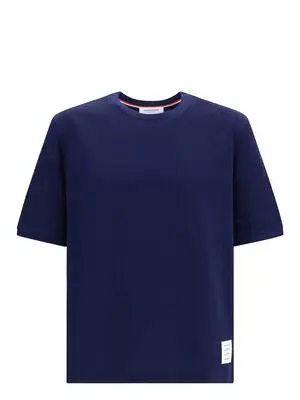 Thom Browne Jersey T-shirt With Ribbed Cuffs - Blue
