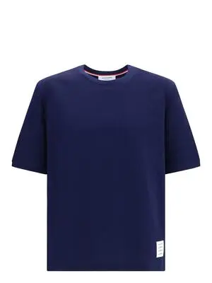 Thom Browne Jersey T-shirt With Ribbed Cuffs - Blue