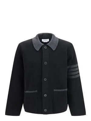 Thom Browne 4-bar Cotton Piqué Jacket - Black