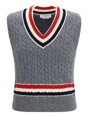 Thom Browne Cable-knit Vest - Gray