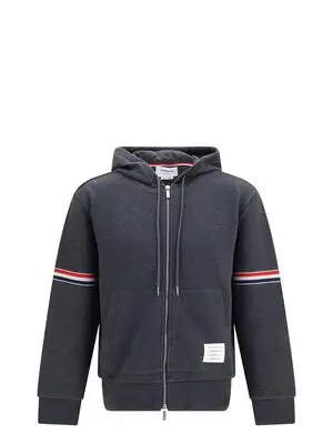 Thom Browne Loopback 4-bar Zip-up Hoodie - Gray