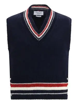 Thom Browne Hector Jersey V-neck Vest - Blue