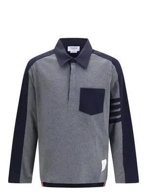 Thom Browne Oversized Colorblock Rugby Polo - Gray